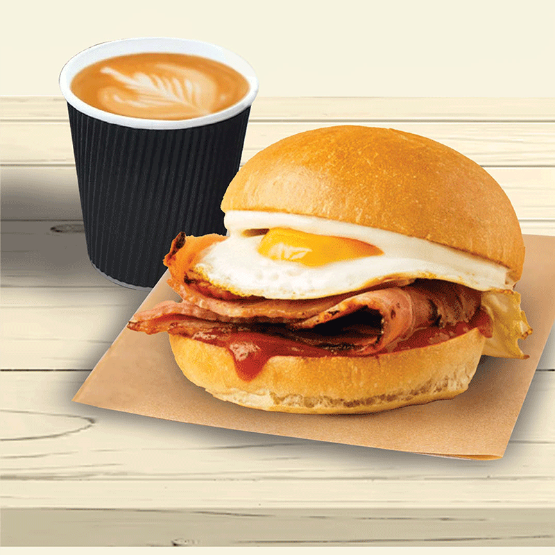Bacon Egg Roll and Coffee - Atila Cafe